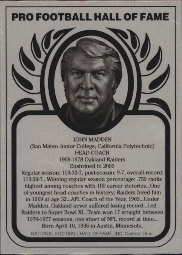 John CO Madden Football Price Guide | John CO Madden Trading Card Value ...