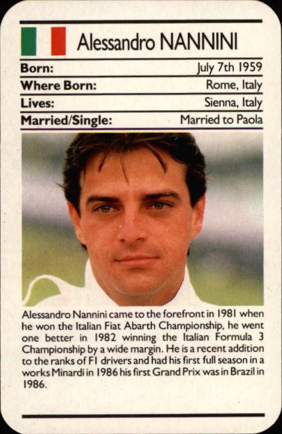 Alessandro Nannini Racing Price Guide | Alessandro Nannini Trading Card ...